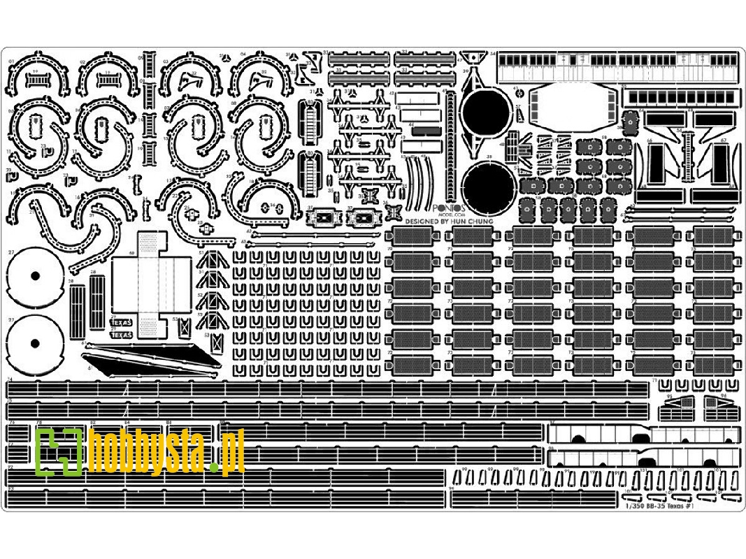 Uss Bb-35 Texas 1945 Detail Up Set (20b Deck Blue Decl)