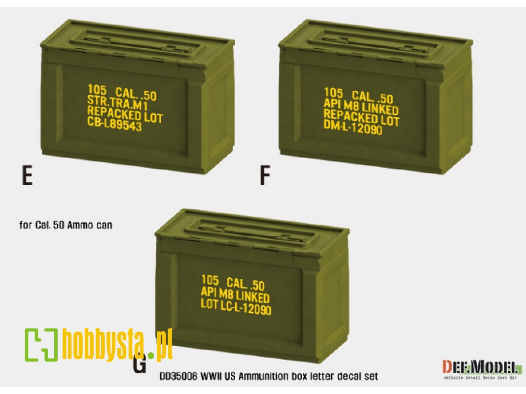 Wwii Us Ammunition Box Lettter Decal Set