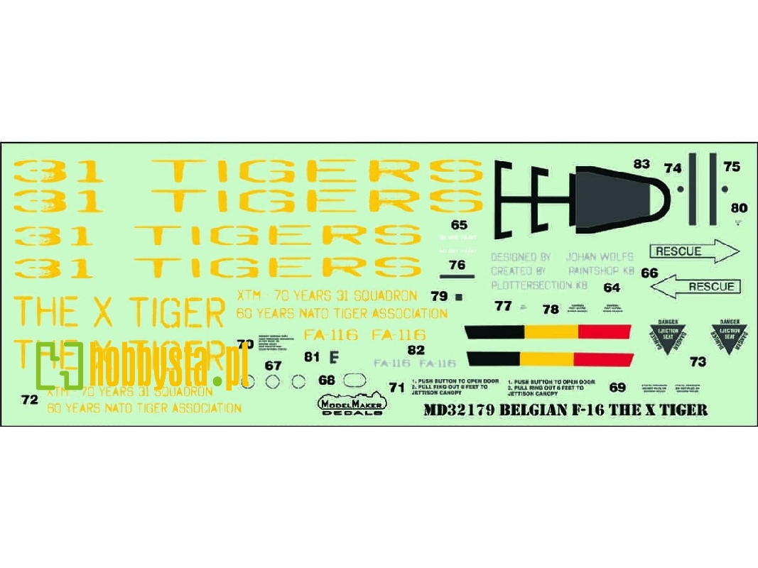 Belgian F-16 The X Tiger (Decals And Masks Set)