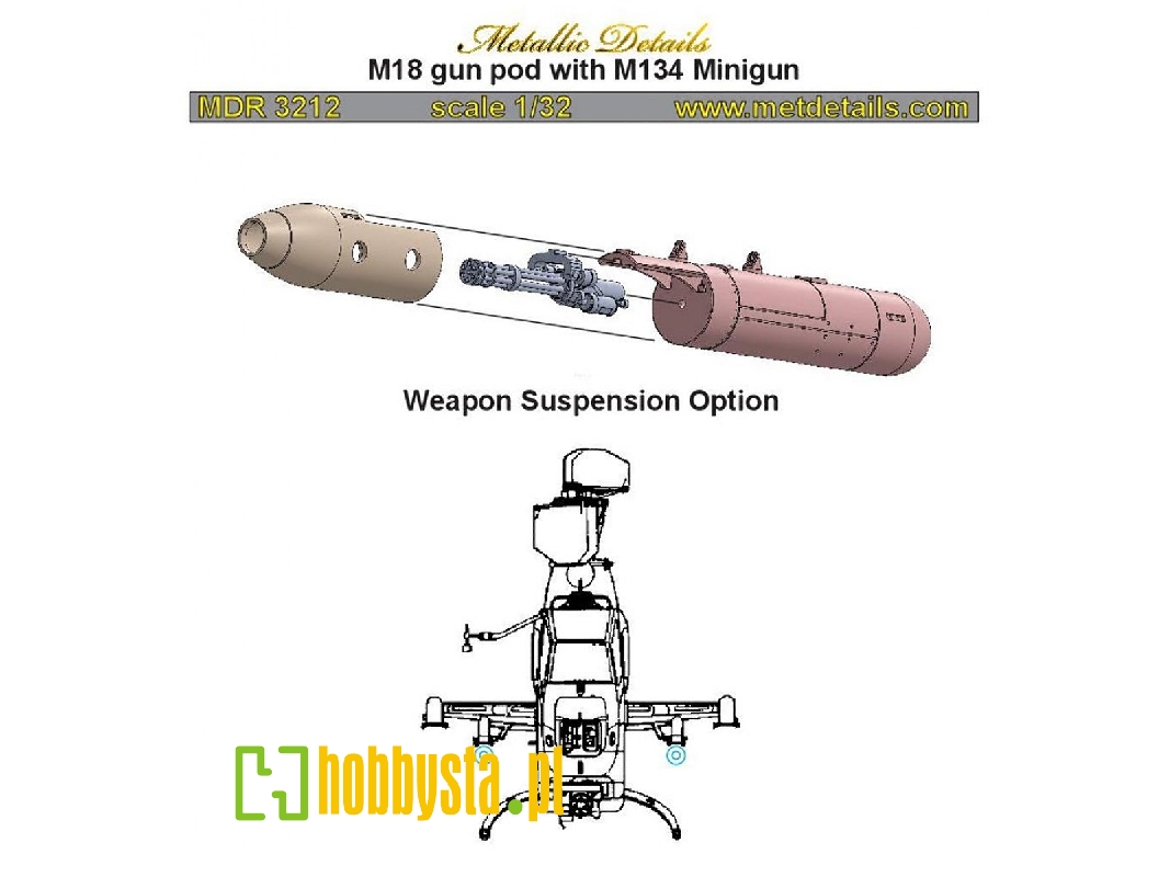 M18 Gun Pod With M134 Minigun (For Ah-1g Icm, Special Hobby And Revell ...
